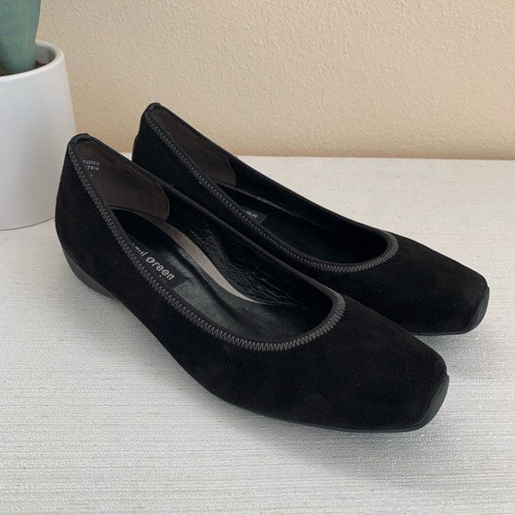 Paul Green | Shoes | Paul Green Black Suede Leather Slip On Wedge ...